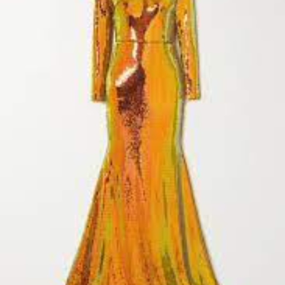 Alex Perry | Dresses | Alex Perry Prescott Sequined Tulle Gown Orange ...